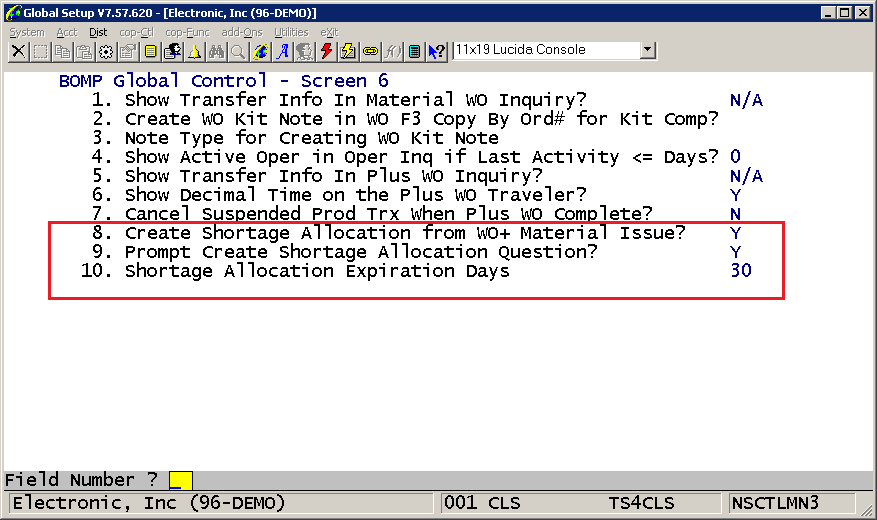 Feature - Create Material Shortage Tracking with Plus Work Order